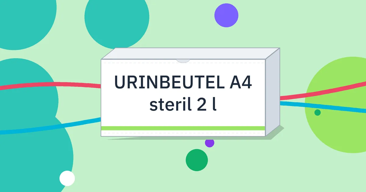 Symbolbild: Packung mit der Aufschrift URINBEUTEL A4 steril 2 l (PZN 02173911) – Verfügbarkeit und Bezug in Apotheken in Frankfurt am Main