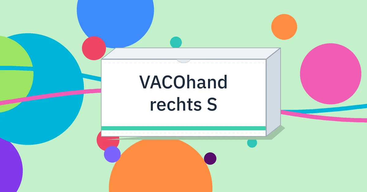 Symbolbild: Packung mit der Aufschrift VACOhand rechts S (PZN 03159014) – Verfügbarkeit und Bezug in Apotheken in Frankfurt am Main