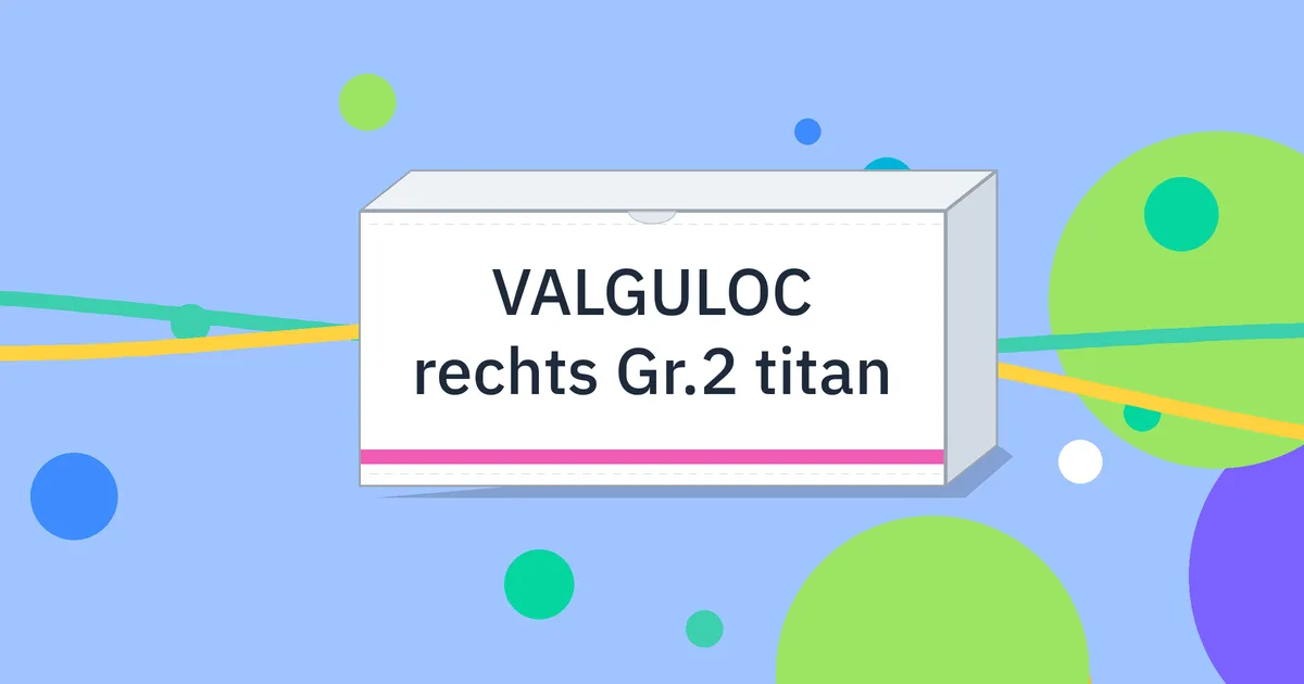 Symbolbild: Packung mit der Aufschrift VALGULOC rechts Gr.2 titan (PZN 01286493) – Verfügbarkeit und Bezug in Apotheken in Frankfurt am Main