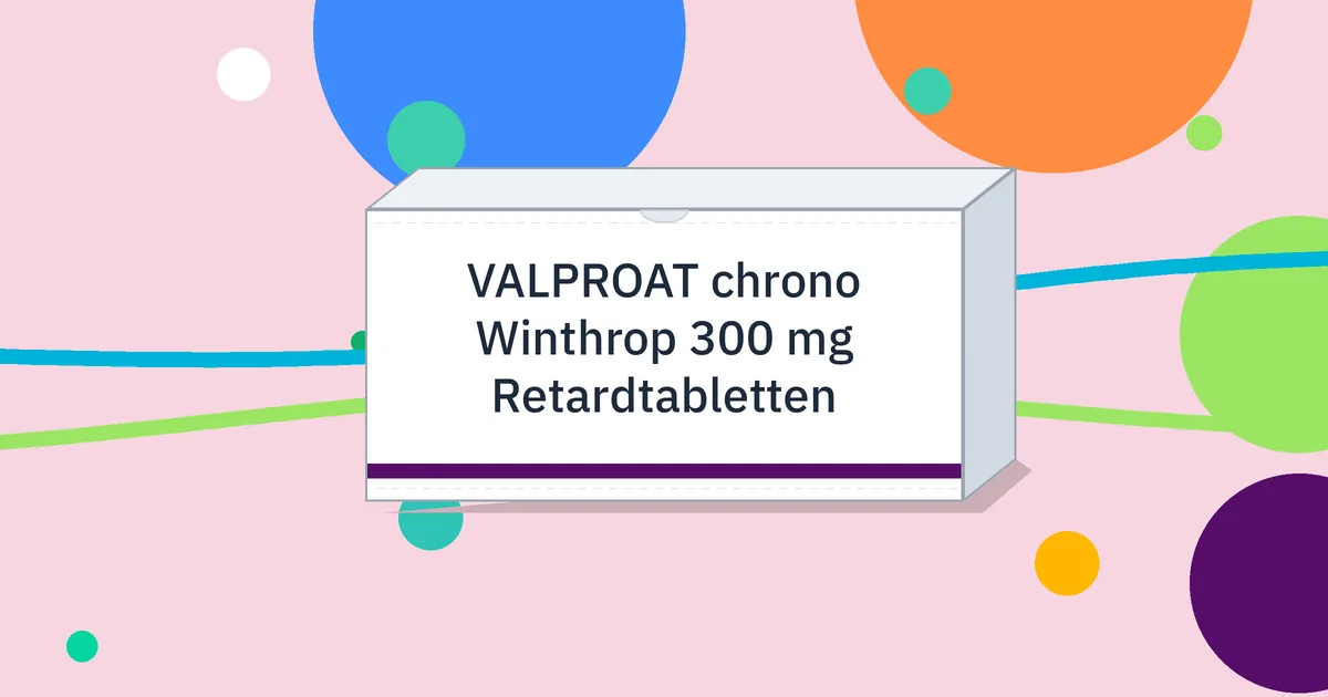 Symbolbild: Packung mit der Aufschrift VALPROAT chrono Winthrop 300 mg Retardtabletten (PZN 00999104) – Verfügbarkeit und Bezug in Apotheken in Frankfurt am Main