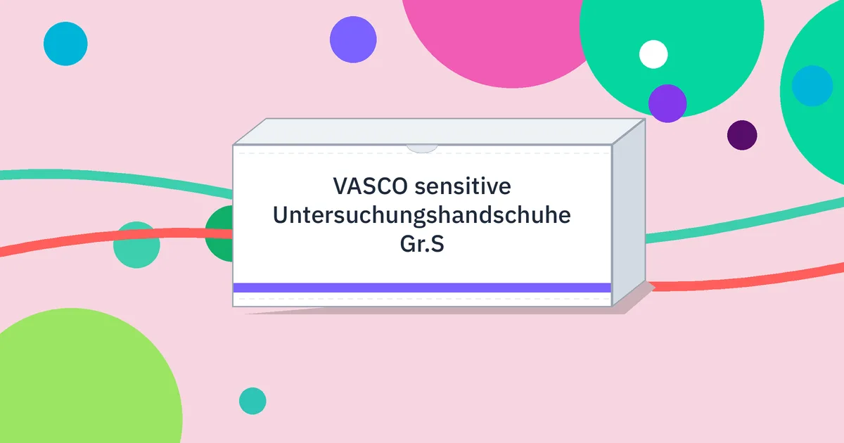 Symbolbild: Packung mit der Aufschrift VASCO sensitive Untersuchungshandschuhe Gr.S (PZN 00801065) – Verfügbarkeit und Bezug in Apotheken in Frankfurt am Main