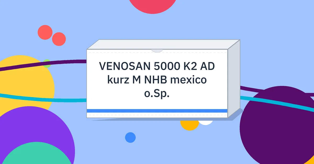 Symbolbild: Packung mit der Aufschrift VENOSAN 5000 K2 AD kurz M NHB mexico o.Sp. (PZN 14430141) – Verfügbarkeit und Bezug in Apotheken in Frankfurt am Main
