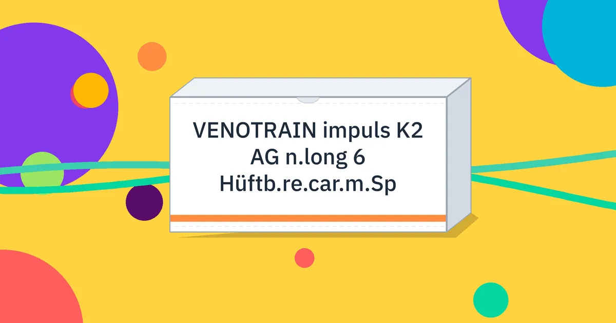 Symbolbild: Packung mit der Aufschrift VENOTRAIN impuls K2 AG n.long 6 Hüftb.re.car.m.Sp (PZN 10292759) – Verfügbarkeit und Bezug in Apotheken in Frankfurt am Main