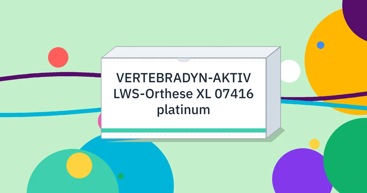 Symbolbild: Packung mit der Aufschrift VERTEBRADYN-AKTIV LWS-Orthese XL 07416 platinum (PZN 05543001) – Verfügbarkeit und Bezug in Apotheken in Frankfurt am Main