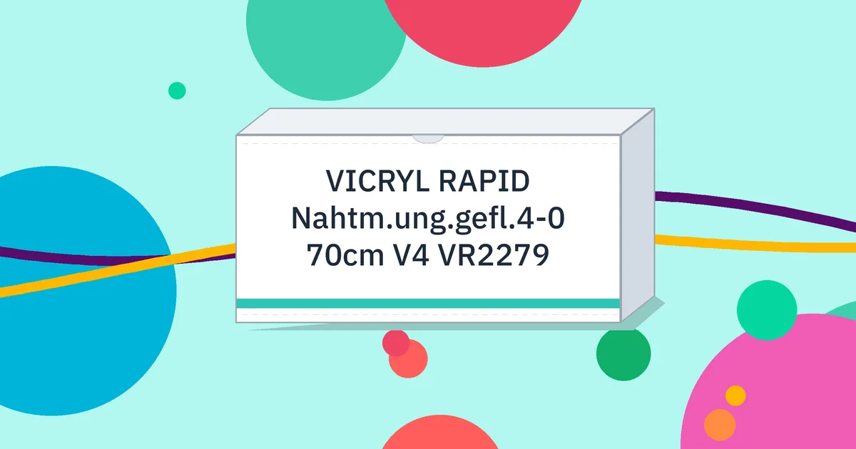 Symbolbild: Packung mit der Aufschrift VICRYL RAPID Nahtm.ung.gefl.4-0 70cm V4 VR2279 (PZN 20918622) – Verfügbarkeit und Bezug in Apotheken in Frankfurt am Main