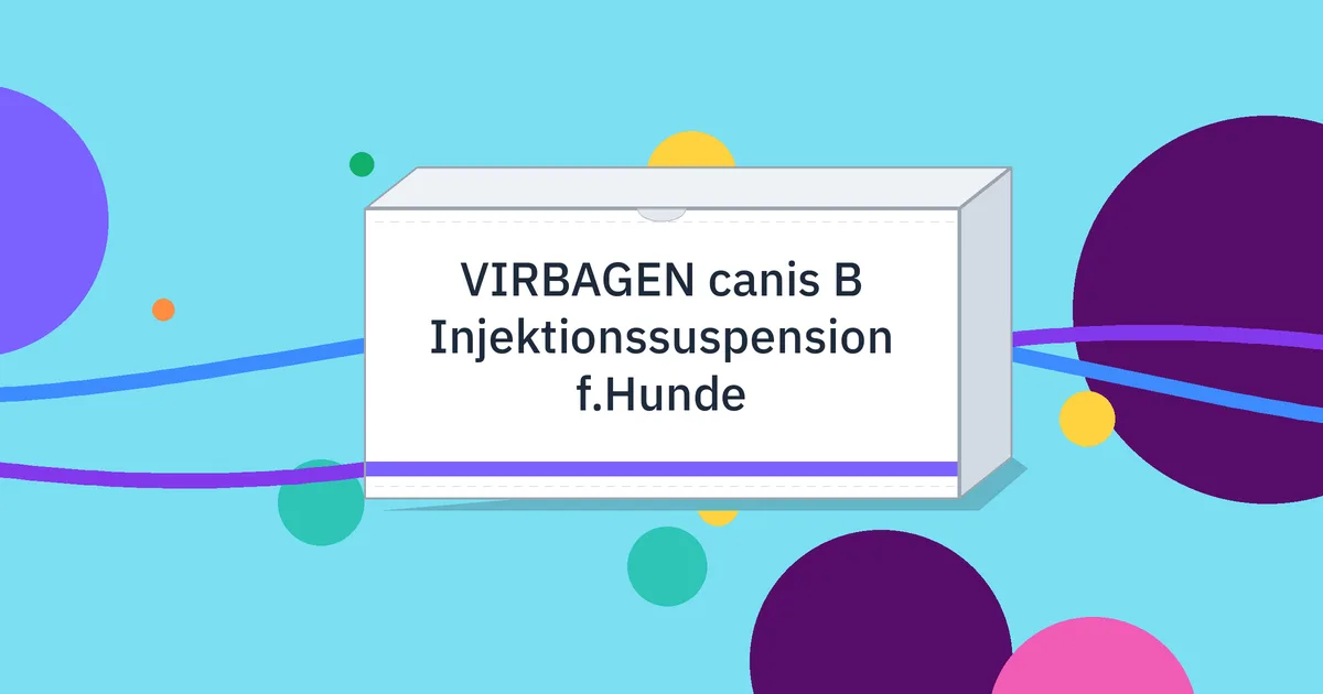 Symbolbild: Packung mit der Aufschrift VIRBAGEN canis B Injektionssuspension f.Hunde (PZN 06127279) – Verfügbarkeit und Bezug in Apotheken in Frankfurt am Main