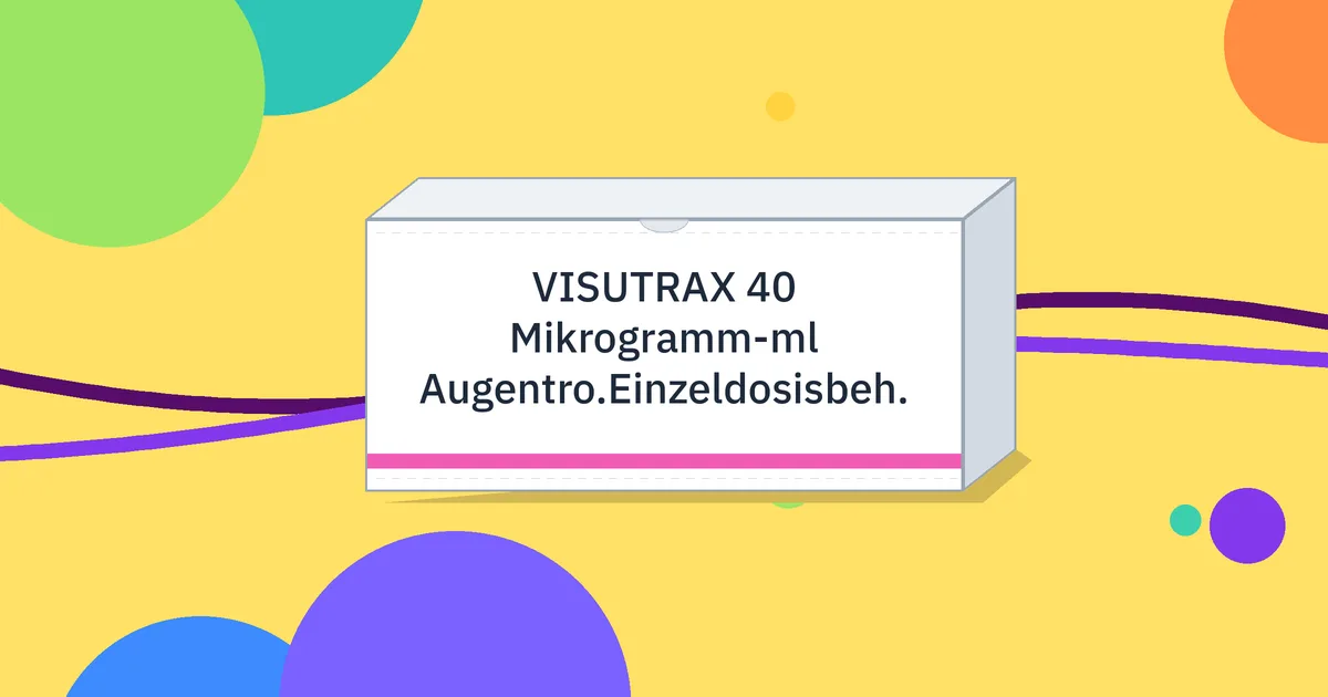 Symbolbild: Packung mit der Aufschrift VISUTRAX 40 Mikrogramm-ml Augentro.Einzeldosisbeh. (PZN 17511733) – Verfügbarkeit und Bezug in Apotheken in Frankfurt am Main