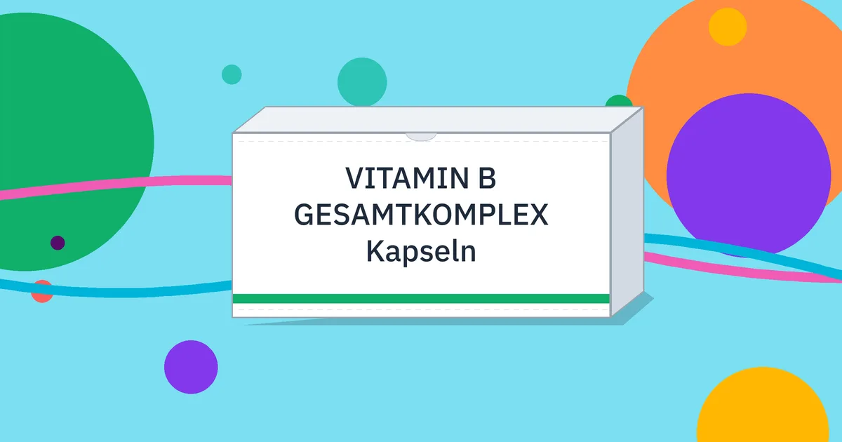 Symbolbild: Packung mit der Aufschrift VITAMIN B GESAMTKOMPLEX Kapseln (PZN 04722664) – Verfügbarkeit und Bezug in Apotheken in Frankfurt am Main