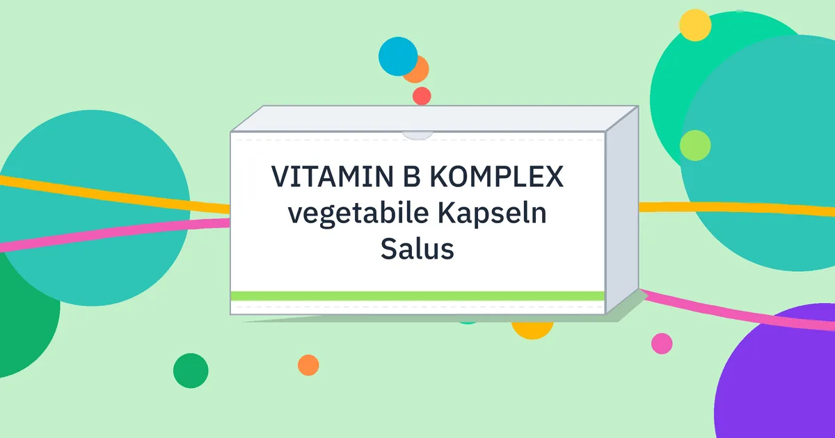 Symbolbild: Packung mit der Aufschrift VITAMIN B KOMPLEX vegetabile Kapseln Salus (PZN 07373141) – Verfügbarkeit und Bezug in Apotheken in Frankfurt am Main