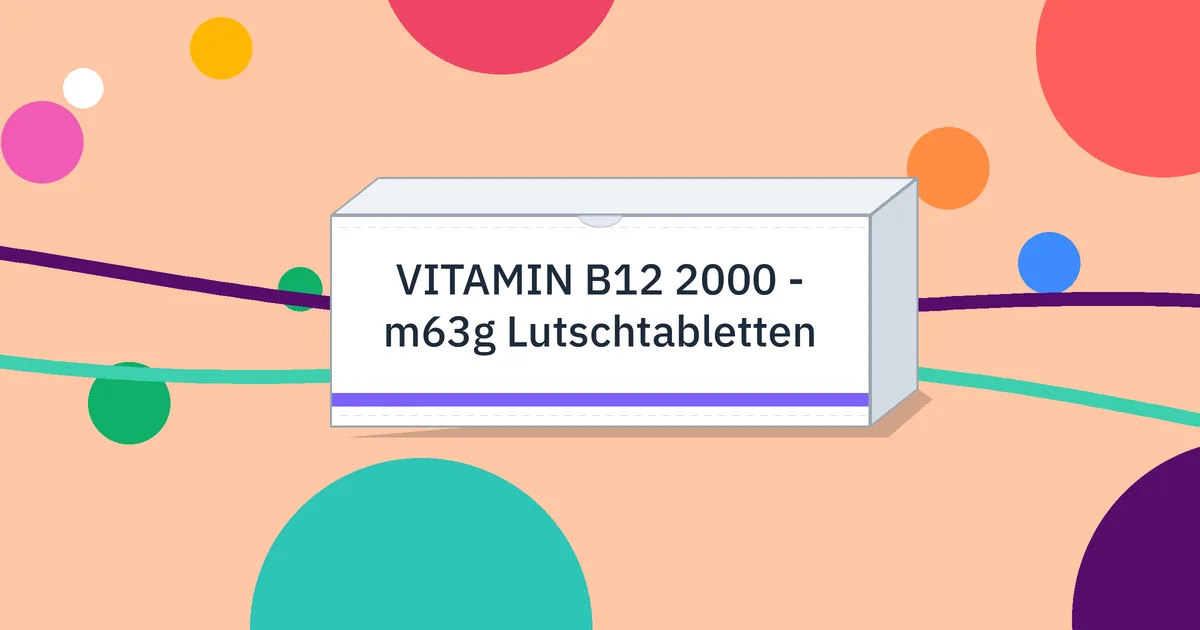 Symbolbild: Packung mit der Aufschrift VITAMIN B12 2000 -m63g Lutschtabletten (PZN 16942075) – Verfügbarkeit und Bezug in Apotheken in Frankfurt am Main