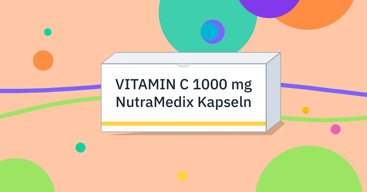 Symbolbild: Packung mit der Aufschrift VITAMIN C 1000 mg NutraMedix Kapseln (PZN 18103580) – Verfügbarkeit und Bezug in Apotheken in Frankfurt am Main
