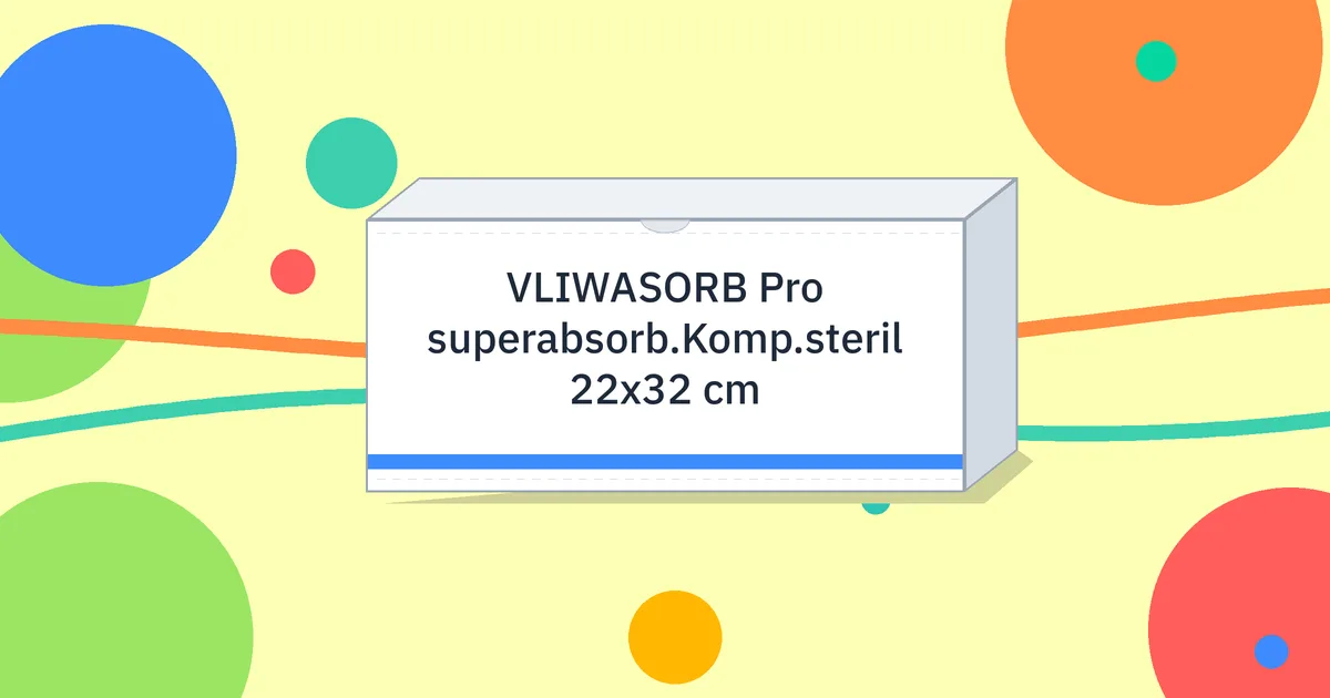 Symbolbild: Packung mit der Aufschrift VLIWASORB Pro superabsorb.Komp.steril 22x32 cm (PZN 10792545) – Verfügbarkeit und Bezug in Apotheken in Frankfurt am Main