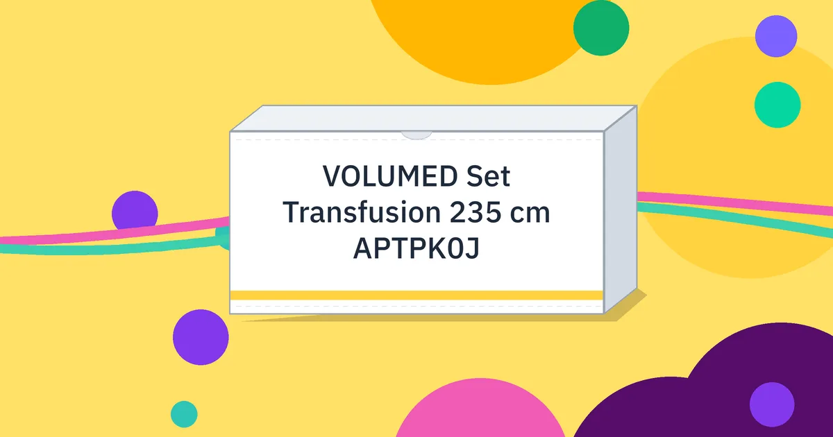Symbolbild: Packung mit der Aufschrift VOLUMED Set Transfusion 235 cm APTPK0J (PZN 13475064) – Verfügbarkeit und Bezug in Apotheken in Frankfurt am Main