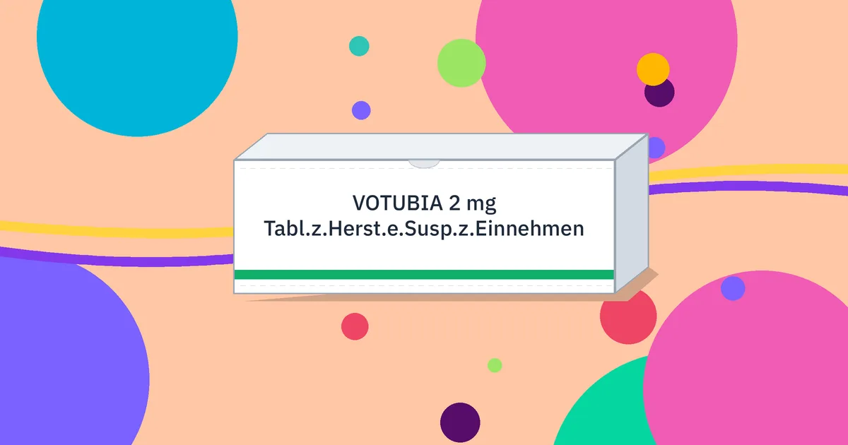 Symbolbild: Packung mit der Aufschrift VOTUBIA 2 mg Tabl.z.Herst.e.Susp.z.Einnehmen (PZN 17882530) – Verfügbarkeit und Bezug in Apotheken in Frankfurt am Main