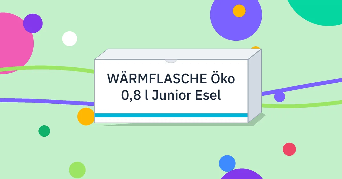 Symbolbild: Packung mit der Aufschrift WÄRMFLASCHE Öko 0,8 l Junior Esel (PZN 18251062) – Verfügbarkeit und Bezug in Apotheken in Frankfurt am Main
