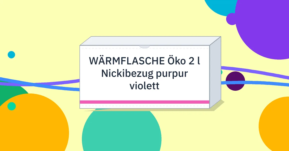 Symbolbild: Packung mit der Aufschrift WÄRMFLASCHE Öko 2 l Nickibezug purpur violett (PZN 13836800) – Verfügbarkeit und Bezug in Apotheken in Frankfurt am Main