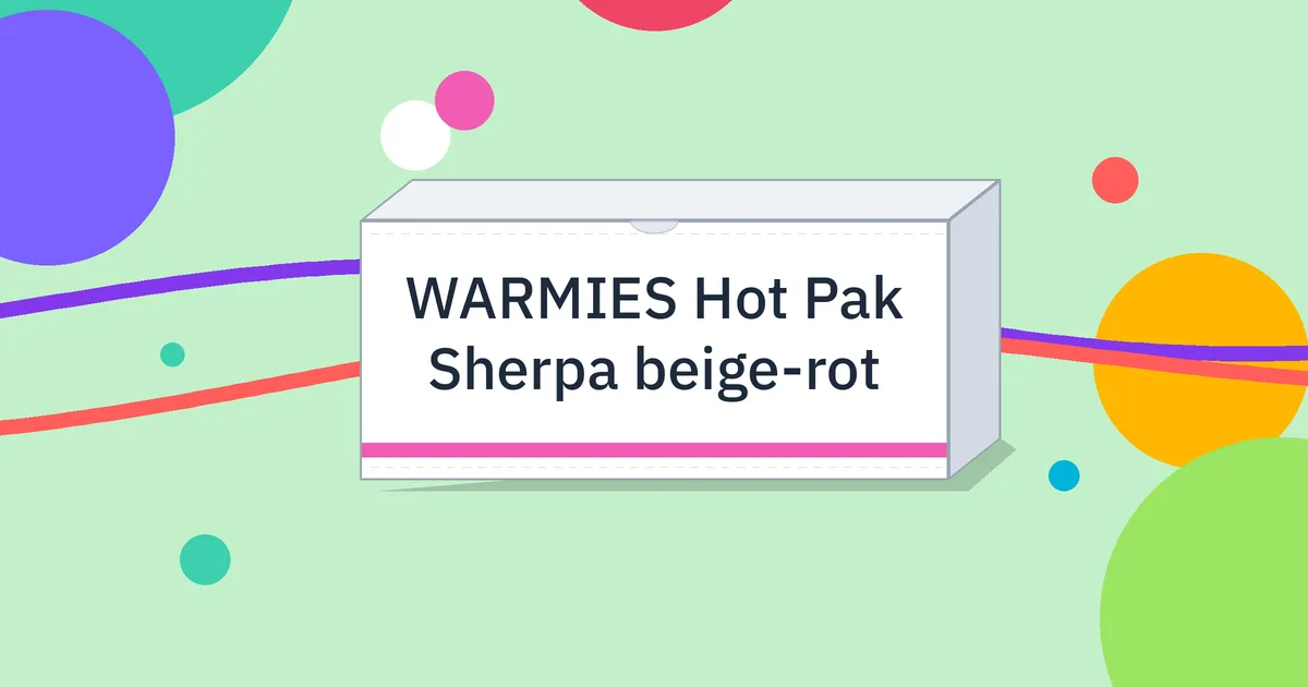 Symbolbild: Packung mit der Aufschrift WARMIES Hot Pak Sherpa beige-rot (PZN 11138374) – Verfügbarkeit und Bezug in Apotheken in Frankfurt am Main