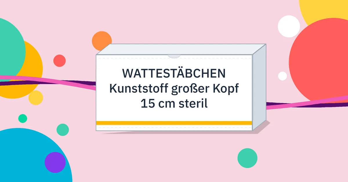 Symbolbild: Packung mit der Aufschrift WATTESTÄBCHEN Kunststoff großer Kopf 15 cm steril (PZN 10125317) – Verfügbarkeit und Bezug in Apotheken in Frankfurt am Main