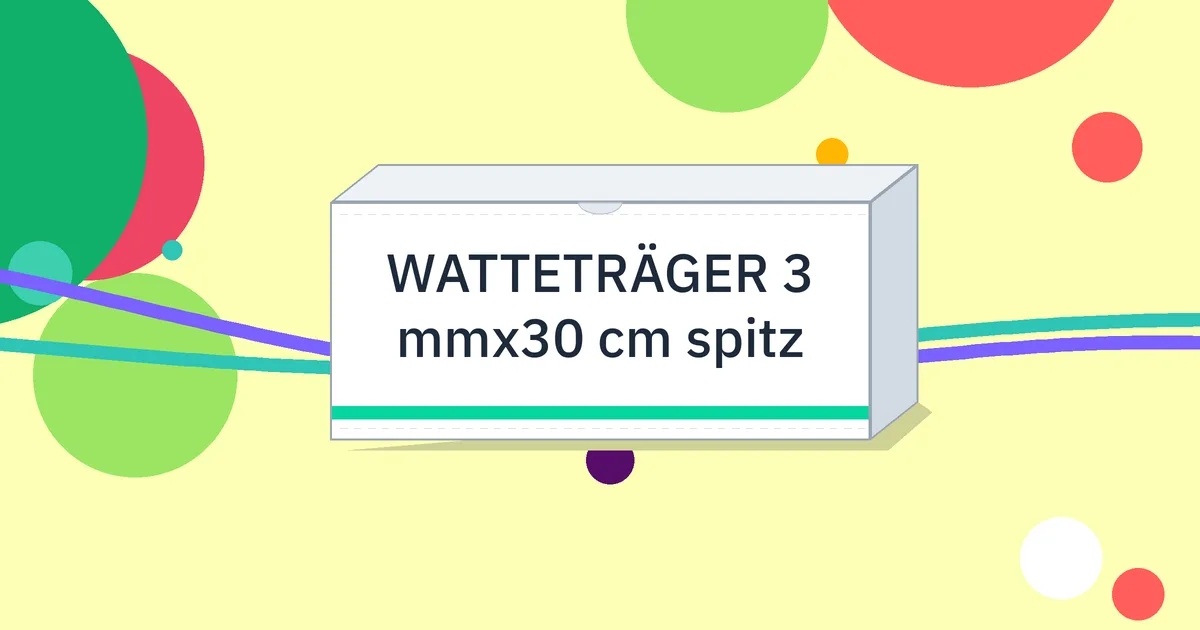 Symbolbild: Packung mit der Aufschrift WATTETRÄGER 3 mmx30 cm spitz (PZN 01979322) – Verfügbarkeit und Bezug in Apotheken in Frankfurt am Main