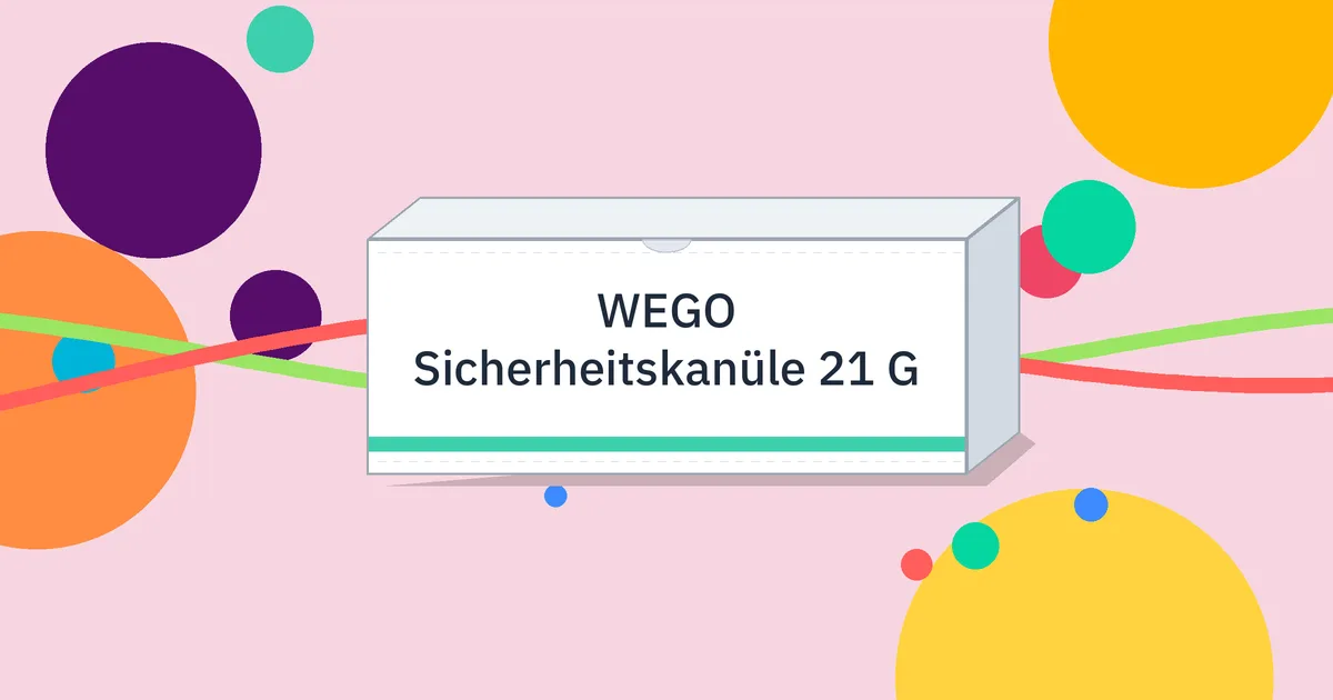 Symbolbild: Packung mit der Aufschrift WEGO Sicherheitskanüle 21 G (PZN 20058622) – Verfügbarkeit und Bezug in Apotheken in Frankfurt am Main
