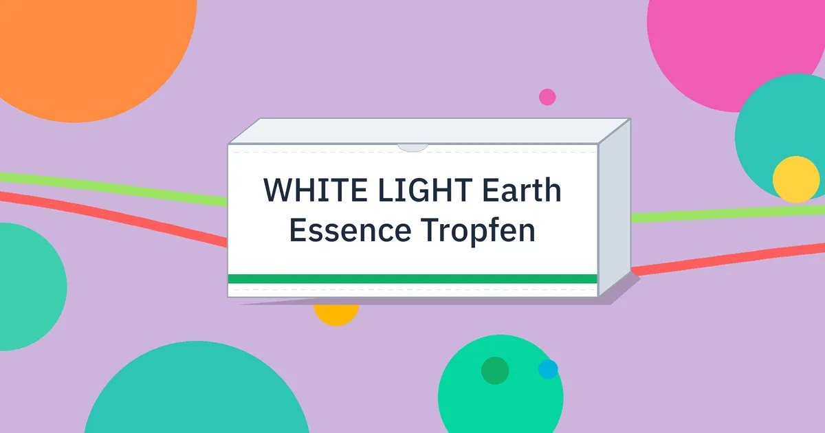 Symbolbild: Packung mit der Aufschrift WHITE LIGHT Earth Essence Tropfen (PZN 18791999) – Verfügbarkeit und Bezug in Apotheken in Frankfurt am Main