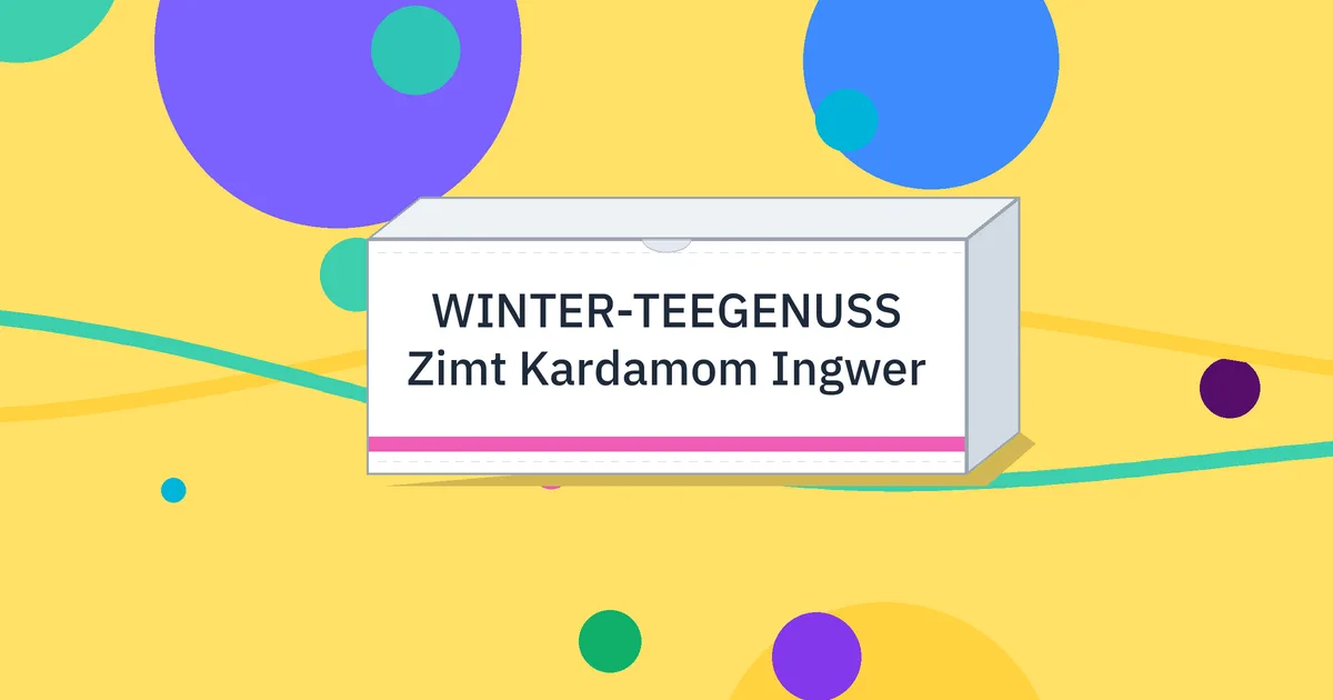 Symbolbild: Packung mit der Aufschrift WINTER-TEEGENUSS Zimt Kardamom Ingwer (PZN 15999512) – Verfügbarkeit und Bezug in Apotheken in Frankfurt am Main