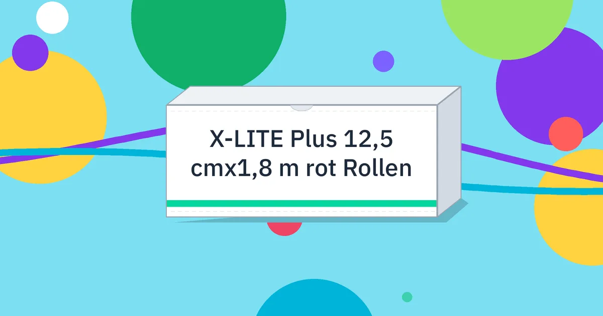 Symbolbild: Packung mit der Aufschrift X-LITE Plus 12,5 cmx1,8 m rot Rollen (PZN 14441475) – Verfügbarkeit und Bezug in Apotheken in Frankfurt am Main