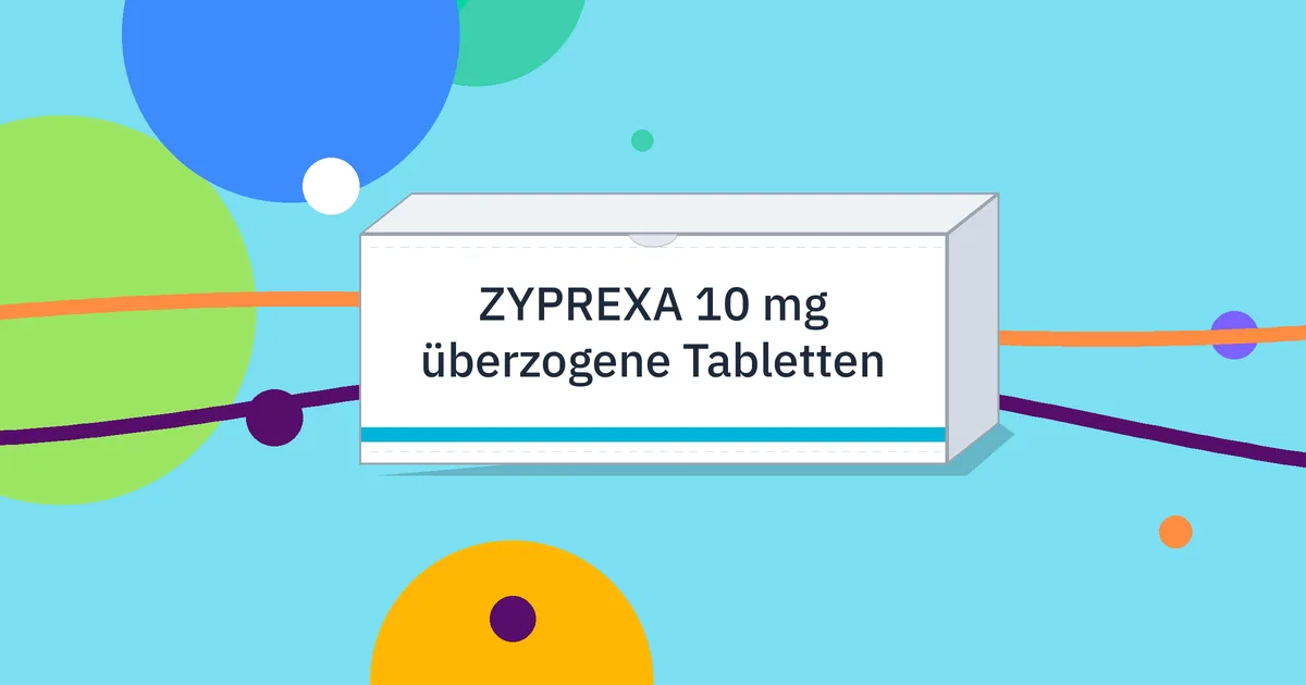 Symbolbild: Packung mit der Aufschrift ZYPREXA 10 mg überzogene Tabletten (PZN 04772159) – Verfügbarkeit und Bezug in Apotheken in Frankfurt am Main