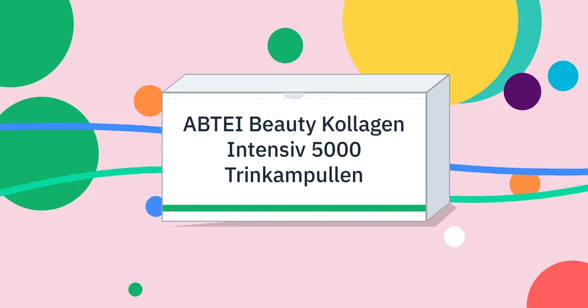Symbolbild: Packung mit der Aufschrift ABTEI Beauty Kollagen Intensiv 5000 Trinkampullen (PZN 16363041) – Verfügbarkeit und Bezug in Apotheken in Frankfurt am Main