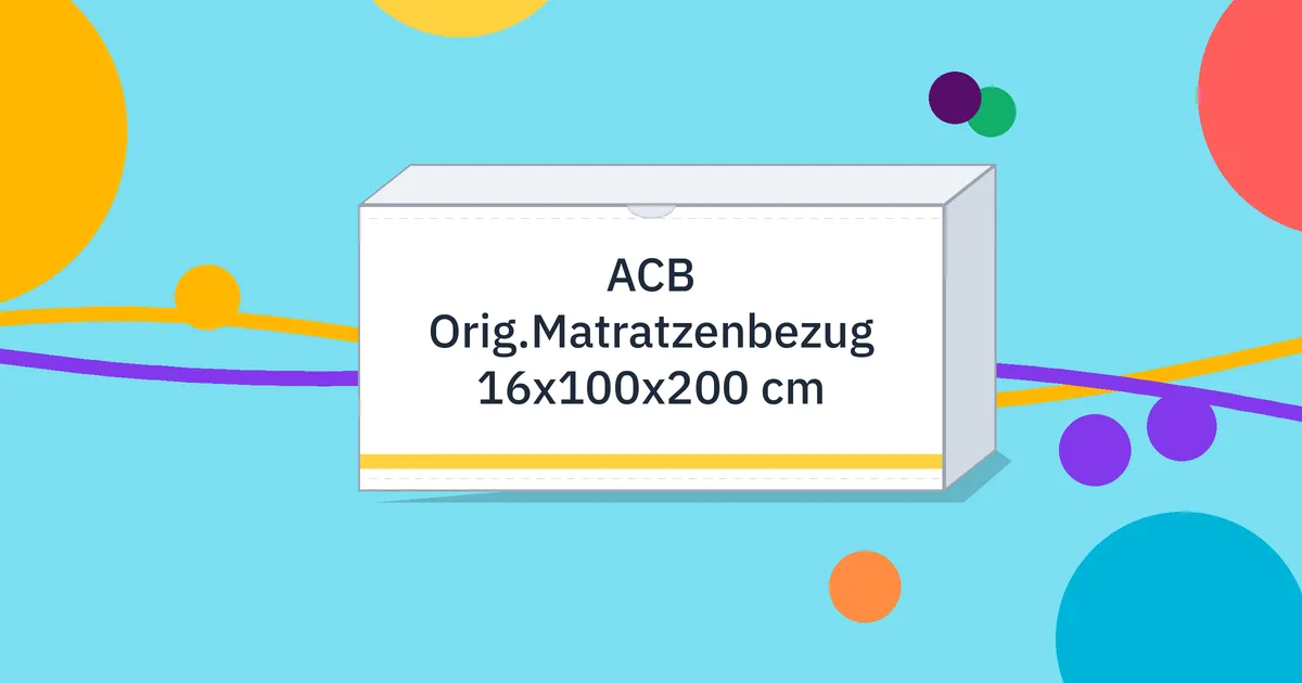 Symbolbild: Packung mit der Aufschrift ACB Orig.Matratzenbezug 16x100x200 cm (PZN 07449281) – Verfügbarkeit und Bezug in Apotheken in Frankfurt am Main