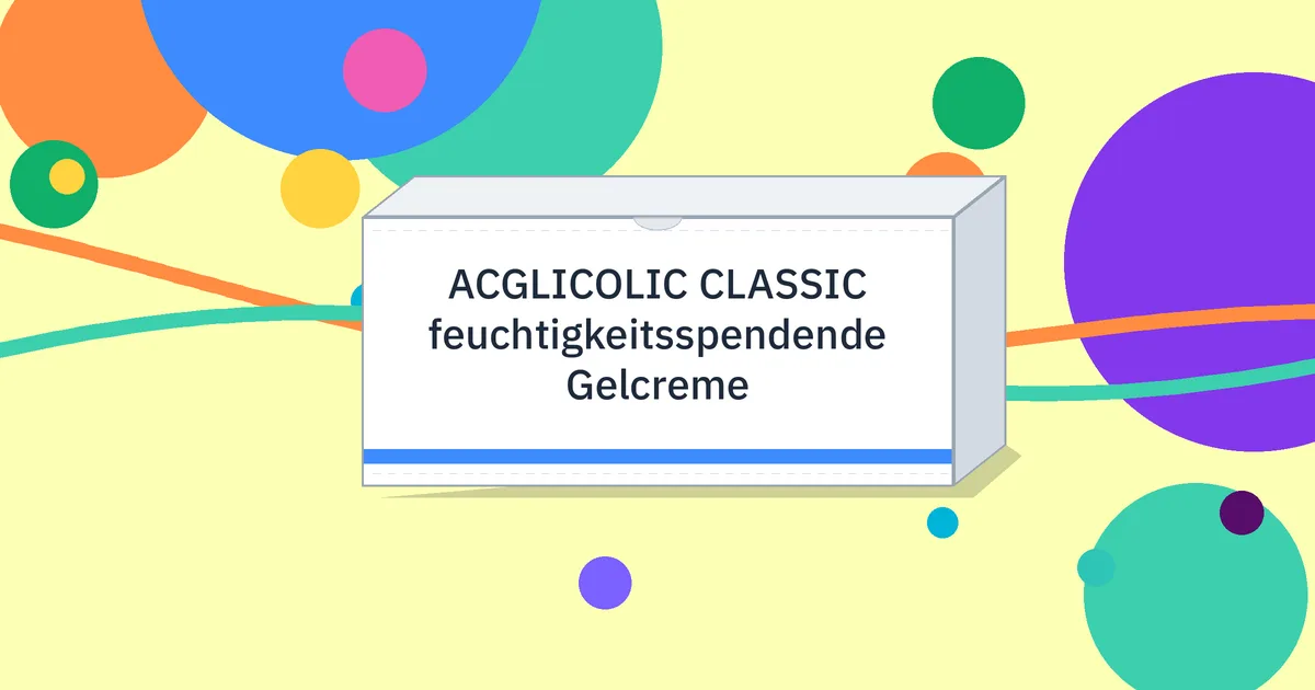Symbolbild: Packung mit der Aufschrift ACGLICOLIC CLASSIC feuchtigkeitsspendende Gelcreme (PZN 18018466) – Verfügbarkeit und Bezug in Apotheken in Frankfurt am Main