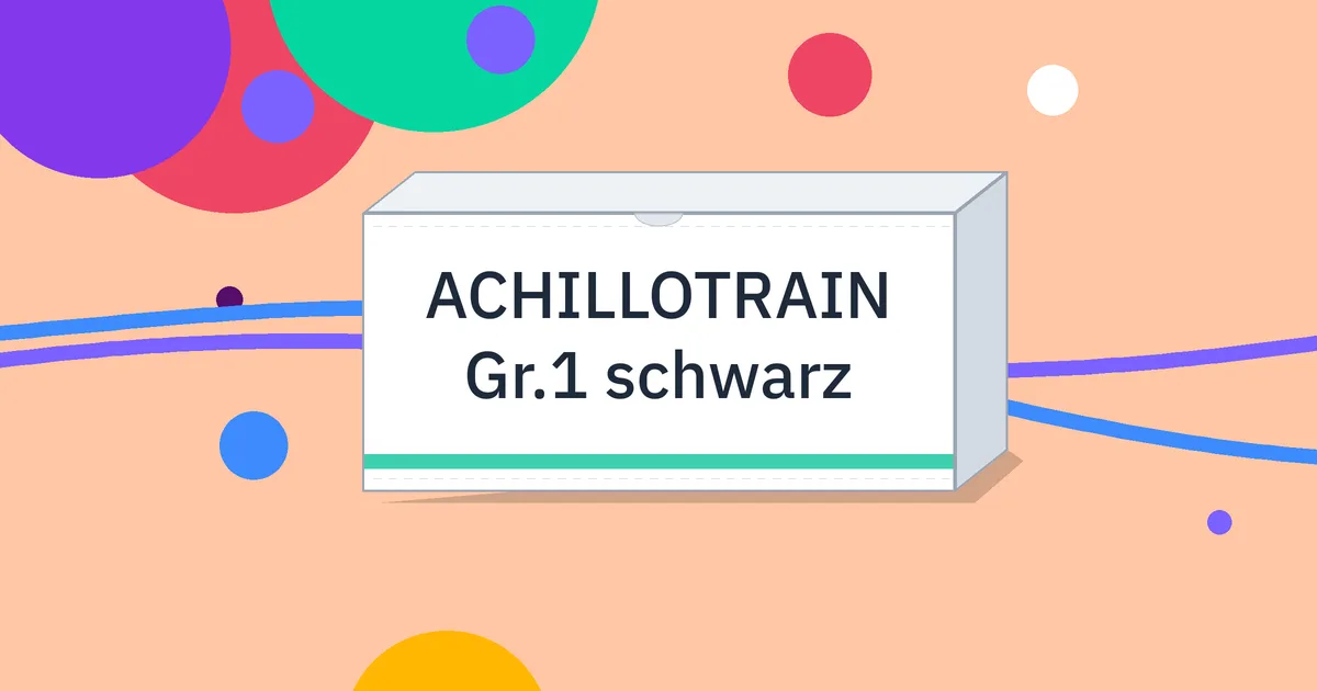 Symbolbild: Packung mit der Aufschrift ACHILLOTRAIN Gr.1 schwarz (PZN 19226178) – Verfügbarkeit und Bezug in Apotheken in Frankfurt am Main