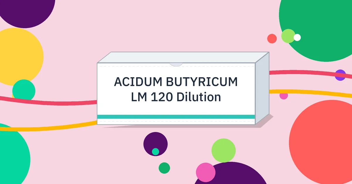 Symbolbild: Packung mit der Aufschrift ACIDUM BUTYRICUM LM 120 Dilution (PZN 13271290) – Verfügbarkeit und Bezug in Apotheken in Frankfurt am Main