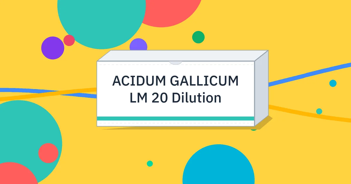 Symbolbild: Packung mit der Aufschrift ACIDUM GALLICUM LM 20 Dilution (PZN 13275721) – Verfügbarkeit und Bezug in Apotheken in Frankfurt am Main