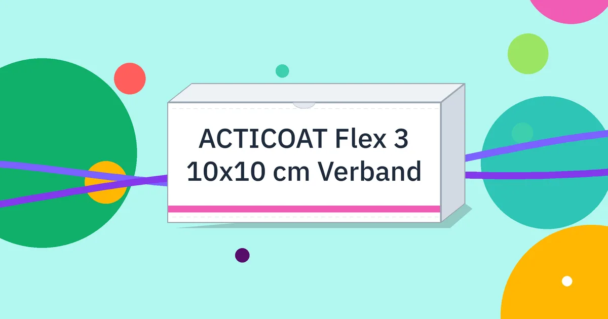 Symbolbild: Packung mit der Aufschrift ACTICOAT Flex 3 10x10 cm Verband (PZN 15403554) – Verfügbarkeit und Bezug in Apotheken in Frankfurt am Main