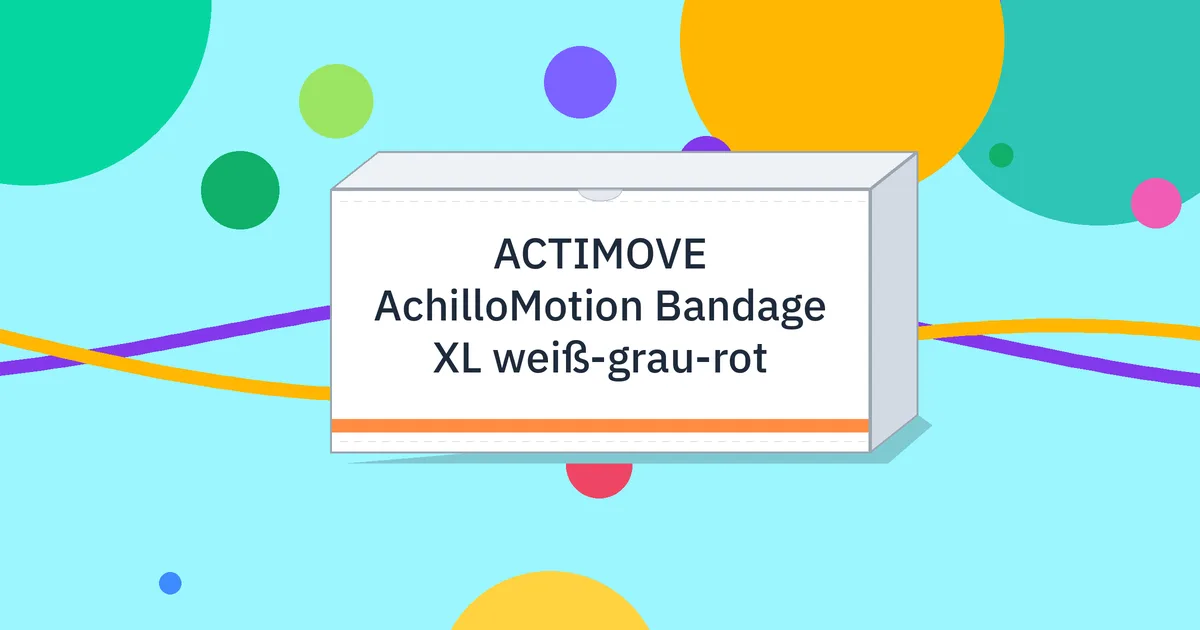 Symbolbild: Packung mit der Aufschrift ACTIMOVE AchilloMotion Bandage XL weiß-grau-rot (PZN 17947643) – Verfügbarkeit und Bezug in Apotheken in Frankfurt am Main