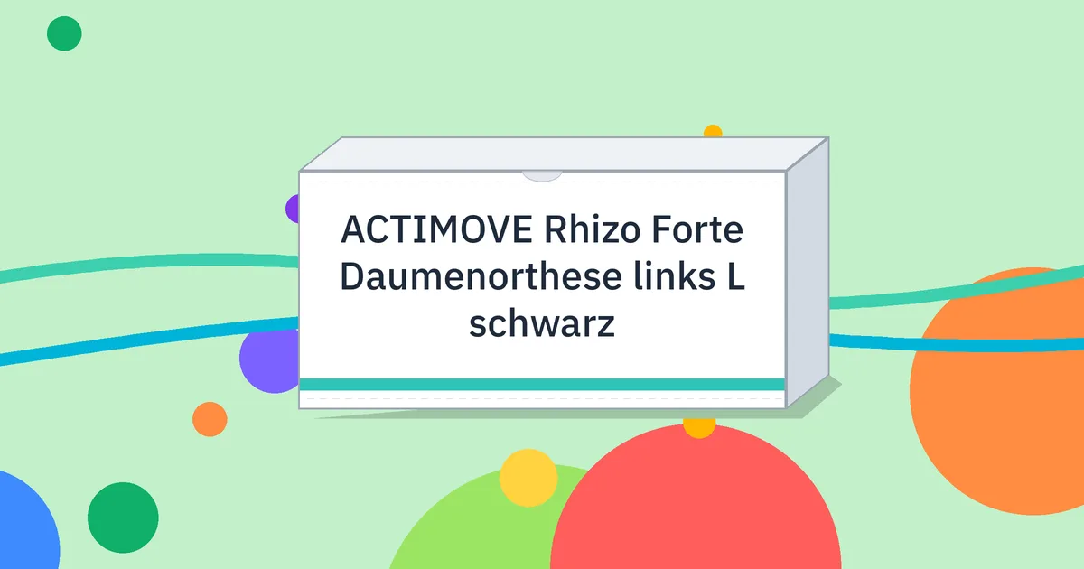Symbolbild: Packung mit der Aufschrift ACTIMOVE Rhizo Forte Daumenorthese links L schwarz (PZN 18017567) – Verfügbarkeit und Bezug in Apotheken in Frankfurt am Main
