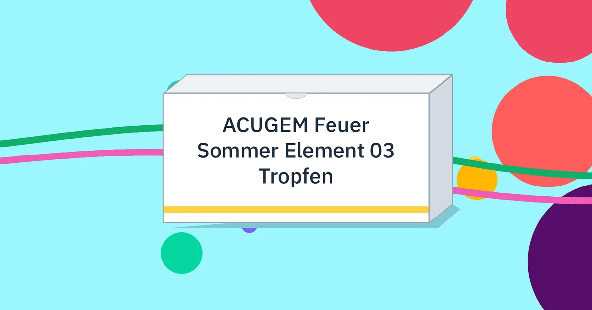 Symbolbild: Packung mit der Aufschrift ACUGEM Feuer Sommer Element 03 Tropfen (PZN 20296801) – Verfügbarkeit und Bezug in Apotheken in Frankfurt am Main