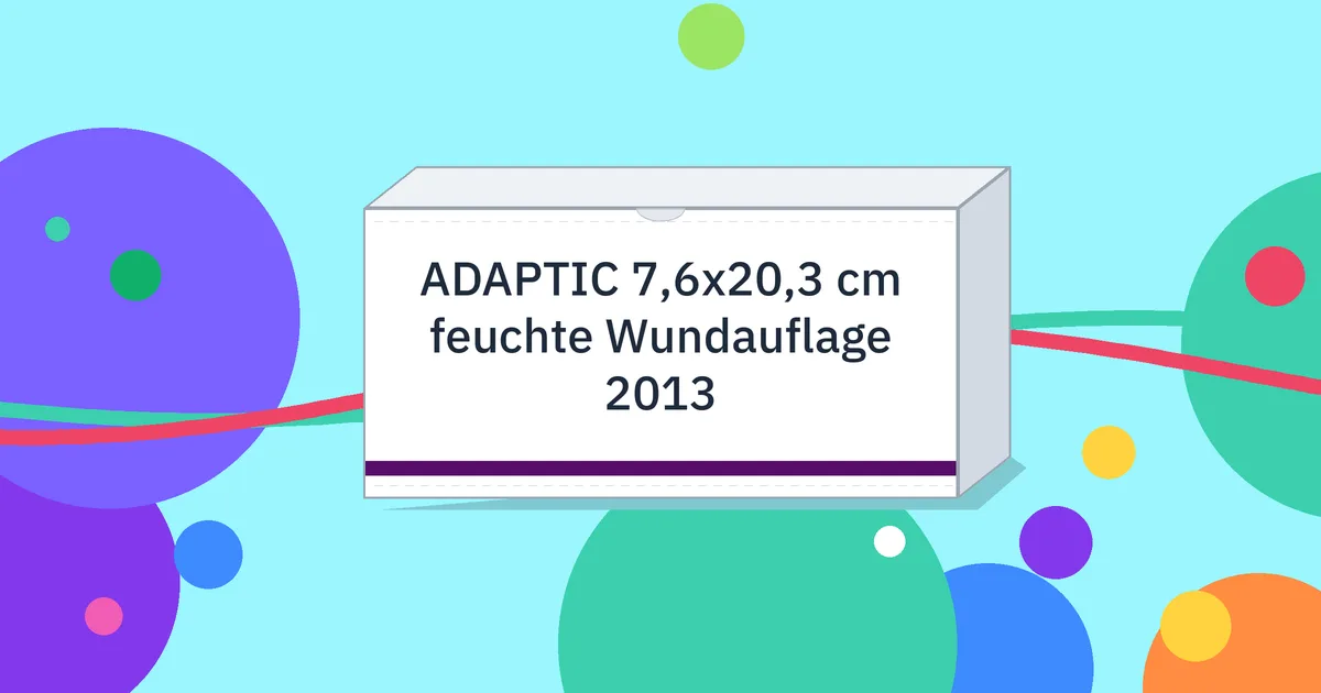 Symbolbild: Packung mit der Aufschrift ADAPTIC 7,6x20,3 cm feuchte Wundauflage 2013 (PZN 03302061) – Verfügbarkeit und Bezug in Apotheken in Frankfurt am Main