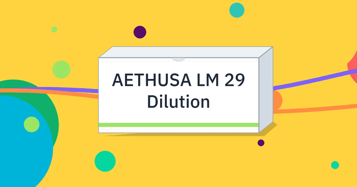 Symbolbild: Packung mit der Aufschrift AETHUSA LM 29 Dilution (PZN 12756039) – Verfügbarkeit und Bezug in Apotheken in Frankfurt am Main