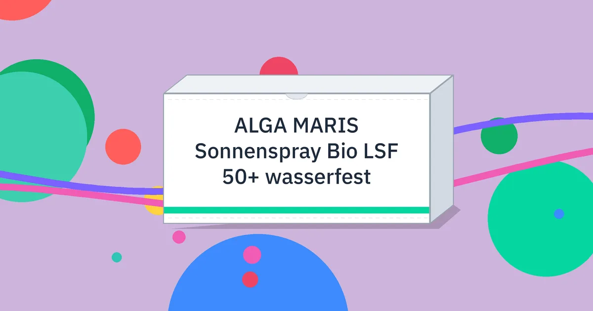 Symbolbild: Packung mit der Aufschrift ALGA MARIS Sonnenspray Bio LSF 50+ wasserfest (PZN 16805504) – Verfügbarkeit und Bezug in Apotheken in Frankfurt am Main