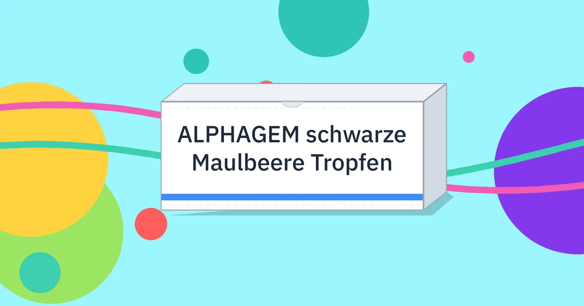 Symbolbild: Packung mit der Aufschrift ALPHAGEM schwarze Maulbeere Tropfen (PZN 20298148) – Verfügbarkeit und Bezug in Apotheken in Frankfurt am Main