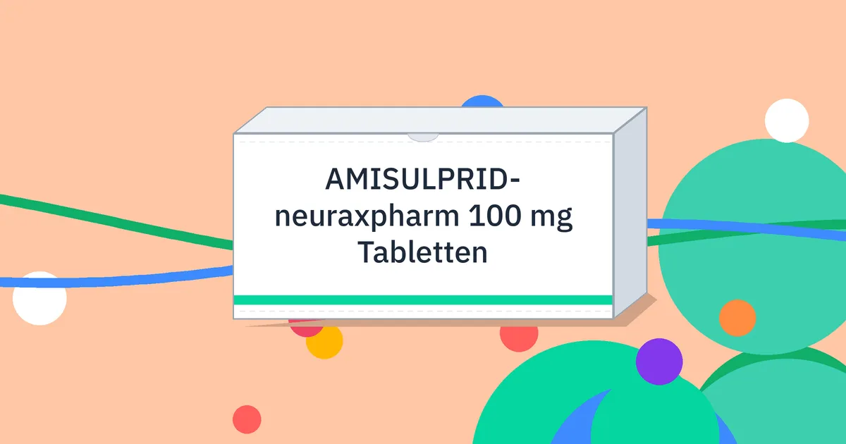 Symbolbild: Packung mit der Aufschrift AMISULPRID-neuraxpharm 100 mg Tabletten (PZN 03836325) – Verfügbarkeit und Bezug in Apotheken in Frankfurt am Main