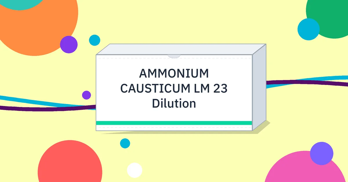 Symbolbild: Packung mit der Aufschrift AMMONIUM CAUSTICUM LM 23 Dilution (PZN 13321007) – Verfügbarkeit und Bezug in Apotheken in Frankfurt am Main