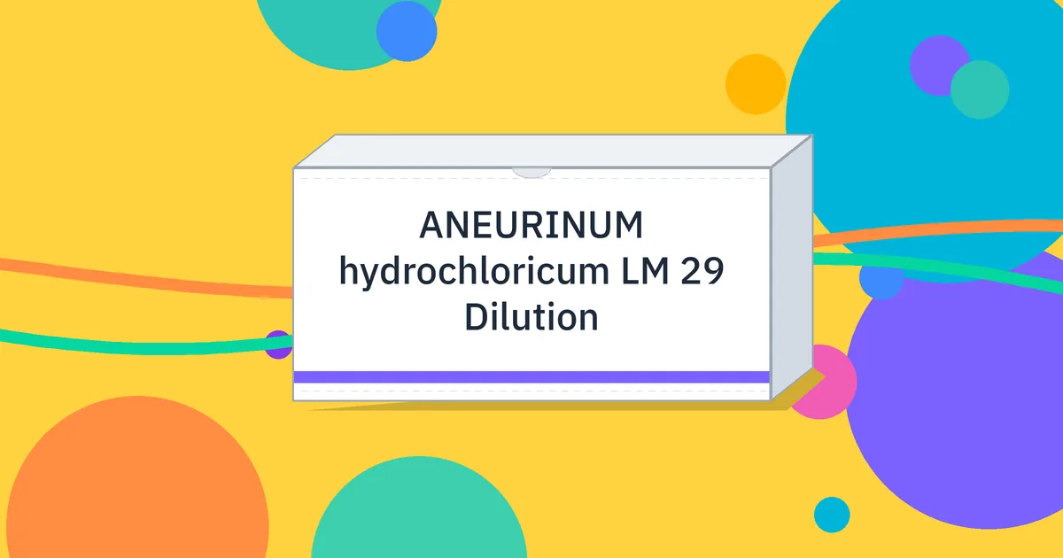 Symbolbild: Packung mit der Aufschrift ANEURINUM hydrochloricum LM 29 Dilution (PZN 13367713) – Verfügbarkeit und Bezug in Apotheken in Frankfurt am Main
