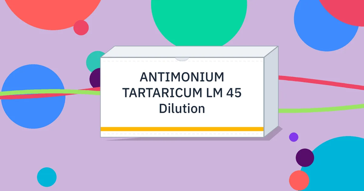 Symbolbild: Packung mit der Aufschrift ANTIMONIUM TARTARICUM LM 45 Dilution (PZN 12764889) – Verfügbarkeit und Bezug in Apotheken in Frankfurt am Main