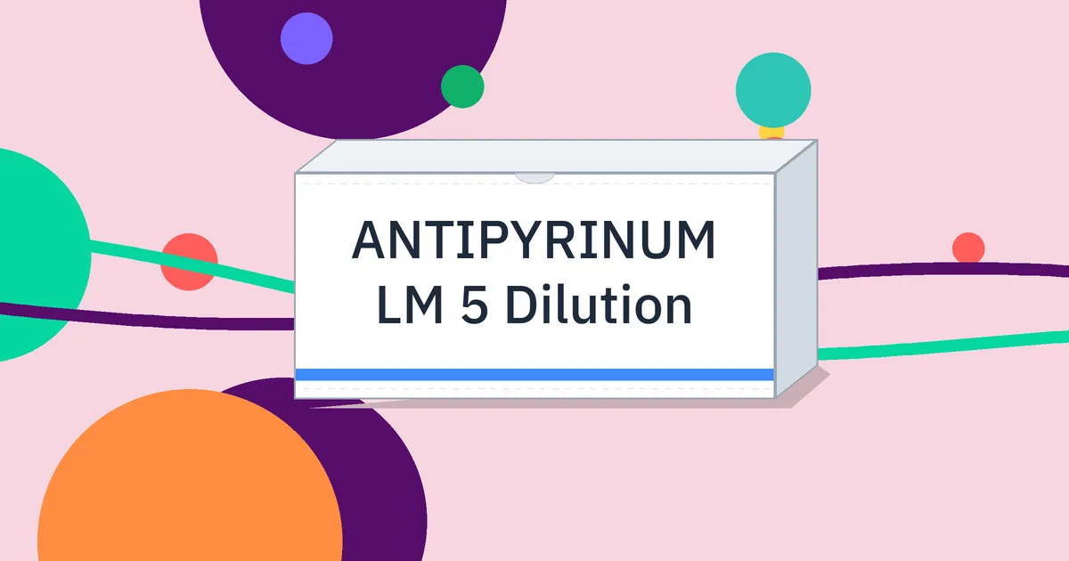 Symbolbild: Packung mit der Aufschrift ANTIPYRINUM LM 5 Dilution (PZN 13376184) – Verfügbarkeit und Bezug in Apotheken in Frankfurt am Main