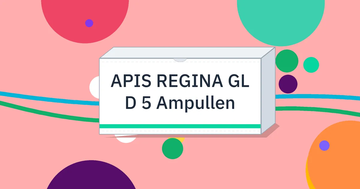Symbolbild: Packung mit der Aufschrift APIS REGINA GL D 5 Ampullen (PZN 04614710) – Verfügbarkeit und Bezug in Apotheken in Frankfurt am Main