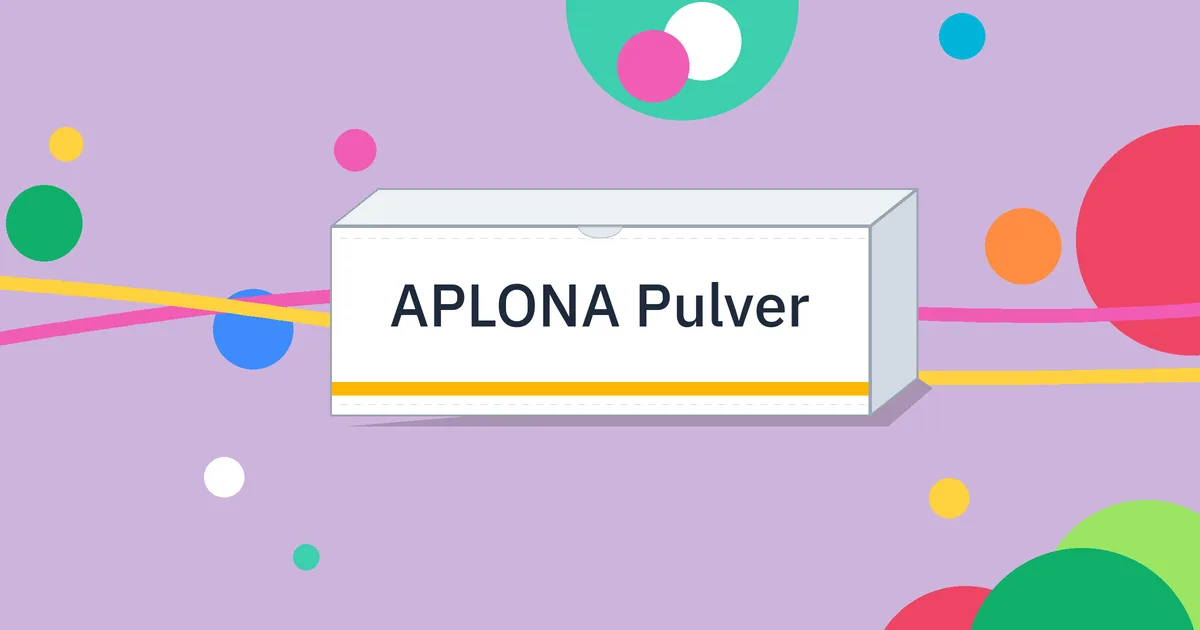 Symbolbild: Packung mit der Aufschrift APLONA Pulver (PZN 04974874) – Verfügbarkeit und Bezug in Apotheken in Frankfurt am Main