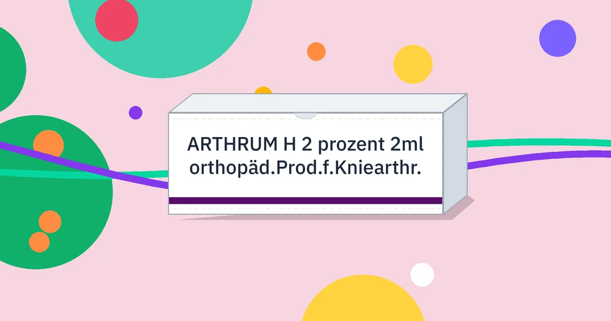 Symbolbild: Packung mit der Aufschrift ARTHRUM H 2 prozent 2ml orthopäd.Prod.f.Kniearthr. (PZN 01129859) – Verfügbarkeit und Bezug in Apotheken in Frankfurt am Main